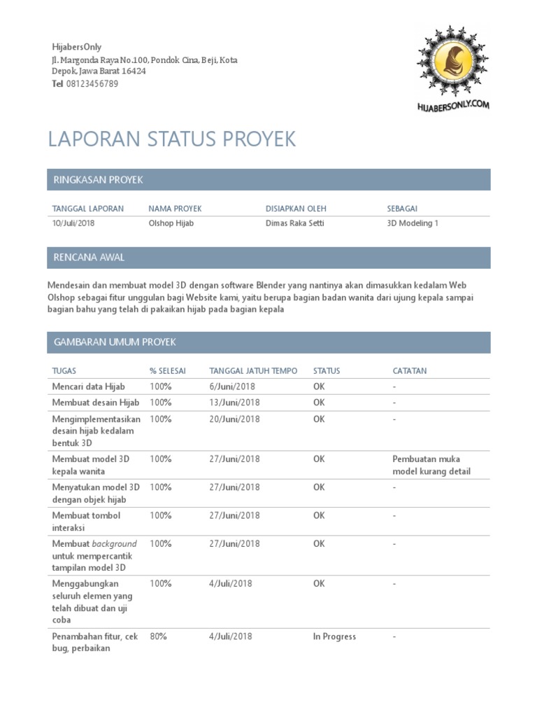 Laporan Status Proyek | PDF