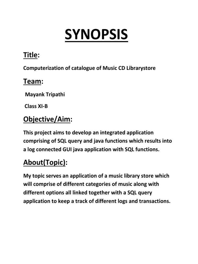 SYNOPSIS | PDF | Art | Technology & Engineering