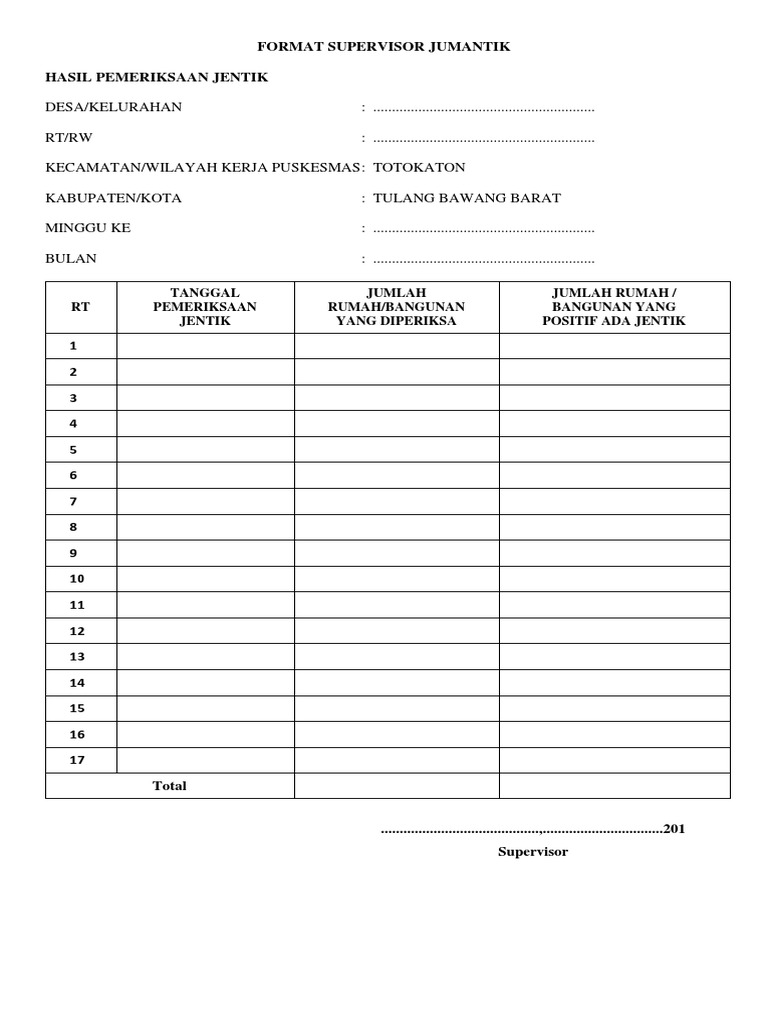 Format Supervisor Jumantik | PDF
