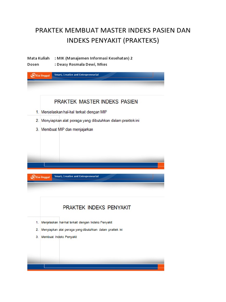 Praktek 5 Membuat Master Indeks Pasien Dan Indeks Penyakit | PDF