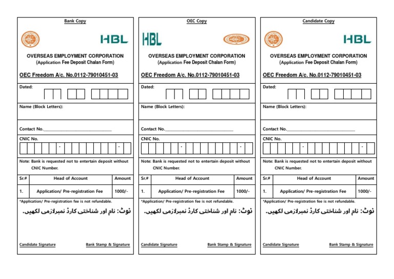 Challan Form | PDF | Banking | Services (Economics)