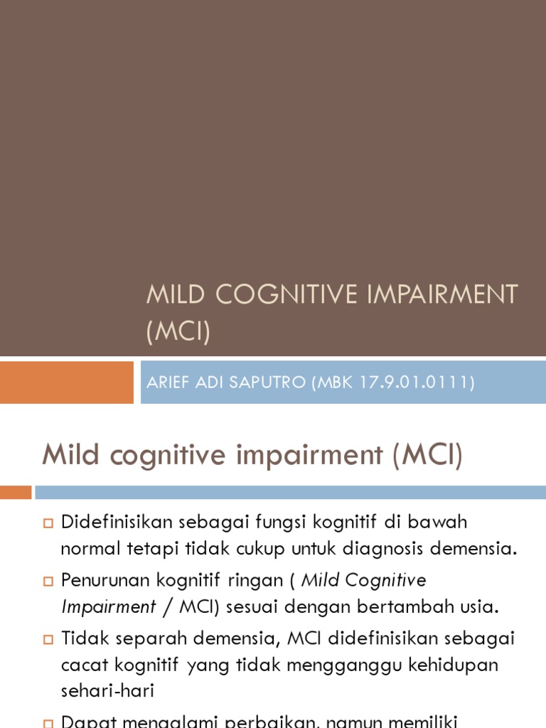 Mild Cognitive Impairment (MCI) | PDF
