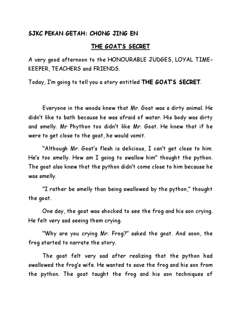 Story Telling Text The Goats Secret | PDF