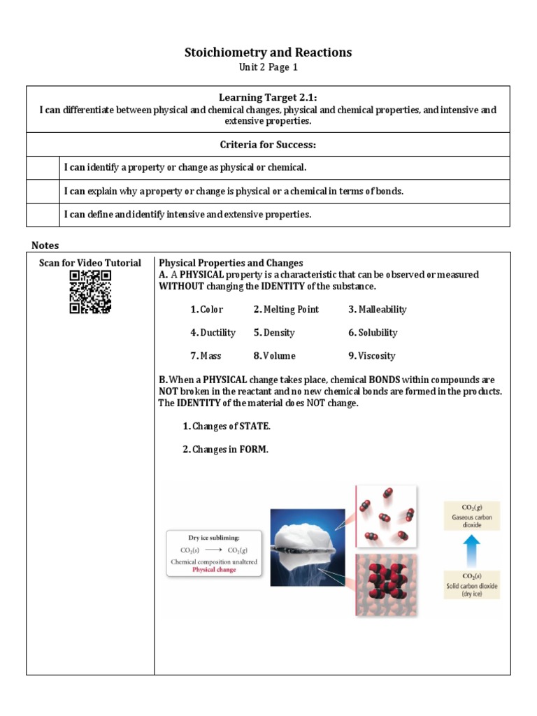 AP Chemistry Unit 2 Packet 1 | PDF | Stoichiometry | Chemical Reactions