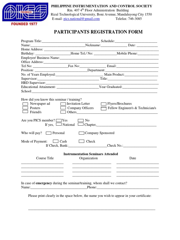 Operations Seminar Registration Form | PDF | Business