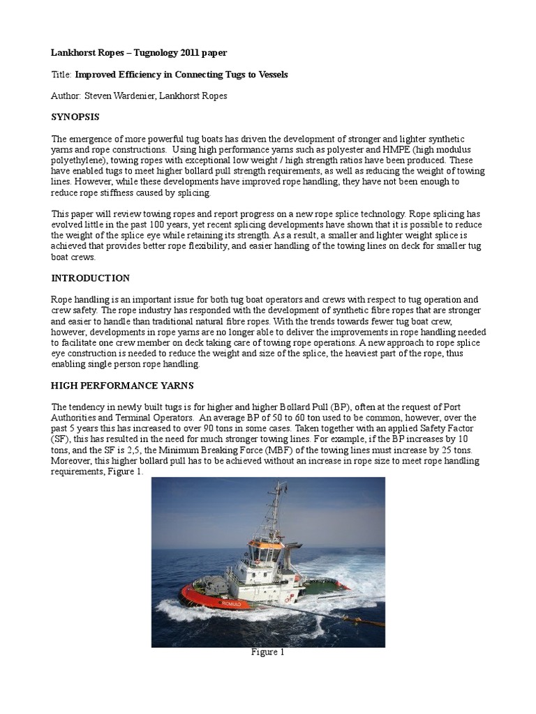 Improved Efficiency in Connecting Tugs To Vessels | PDF | Rope | Tugboat