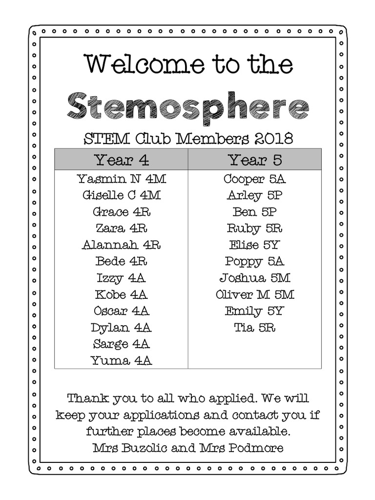 Stem Club Members 2018 | PDF