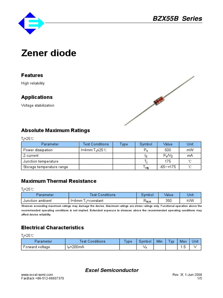 BZX55B Zener Diode | PDF | Diode | Electrical Components