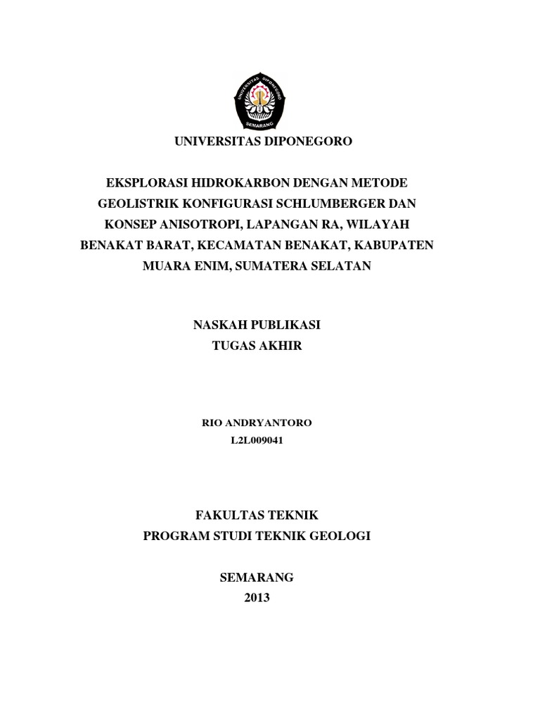 Geoelectric Exploration of Hydrocarbon Prospects in the RA Field Using ...