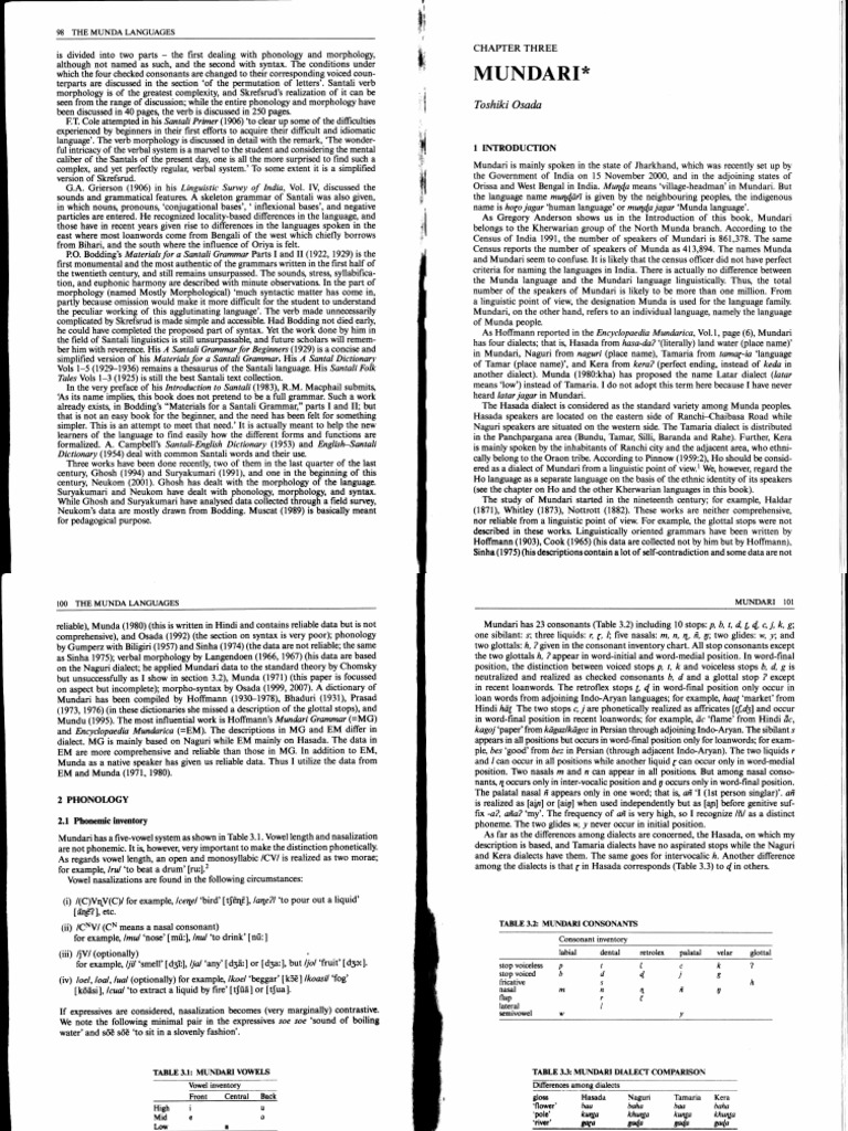 Overview of Mundari Language Studies | PDF | Part Of Speech ...