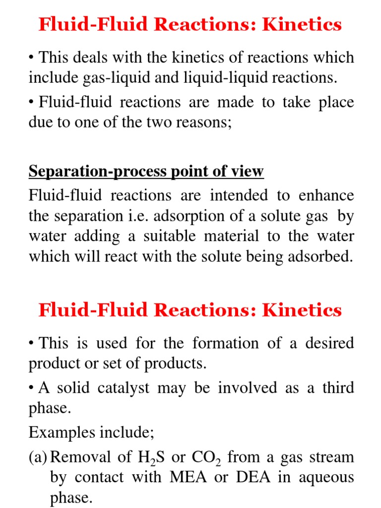 Fluid Fluid Reaction Kinetics Lecture Notes Incomplete | PDF | Chemical ...