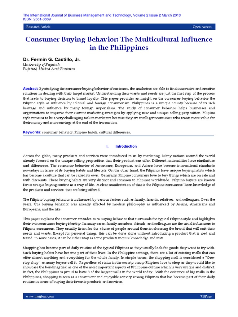 Filipino Consumer Behavior Insights | PDF | Marketing | Behavior