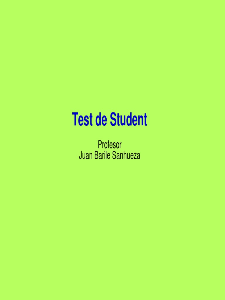 Test de Student: Comparación de Medias | PDF | Prueba T de Student ...