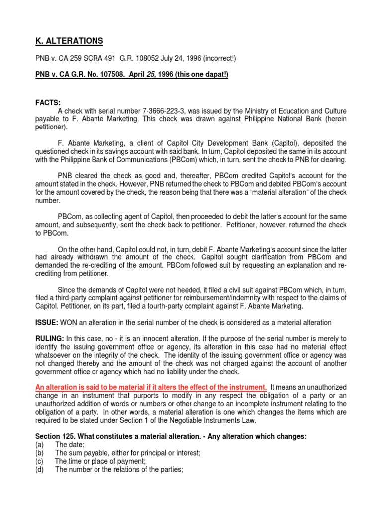 Nego Cases | PDF | Cheque | Negotiable Instrument