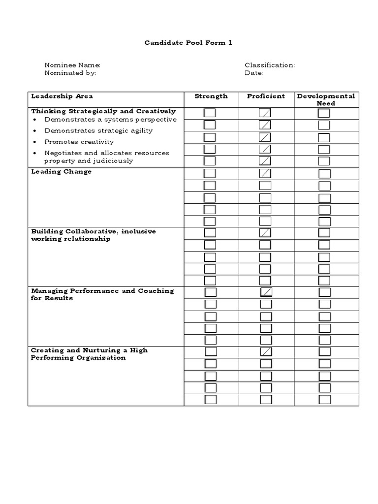 Candidate Pool Form 1 | PDF