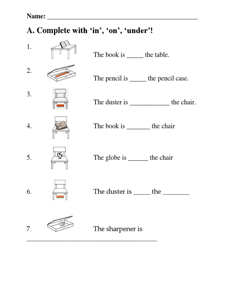 In On Under Reading Comprehension Exercises 89899 | PDF