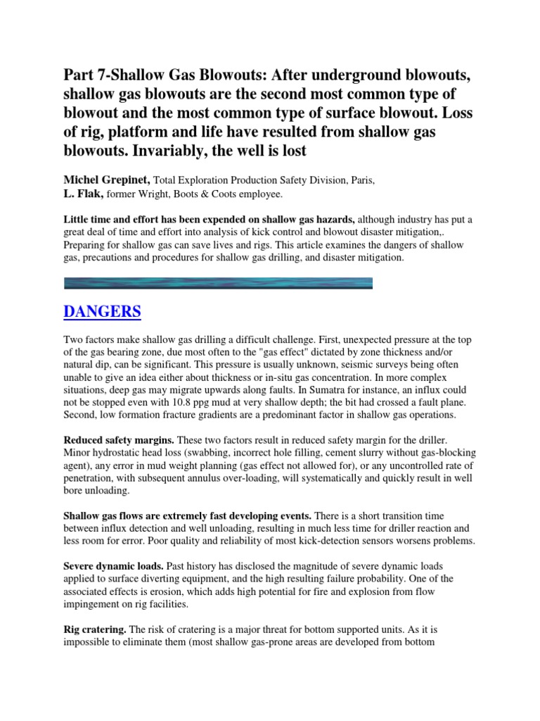 Shallow Gas | PDF | Blowout (Well Drilling) | Drilling Rig