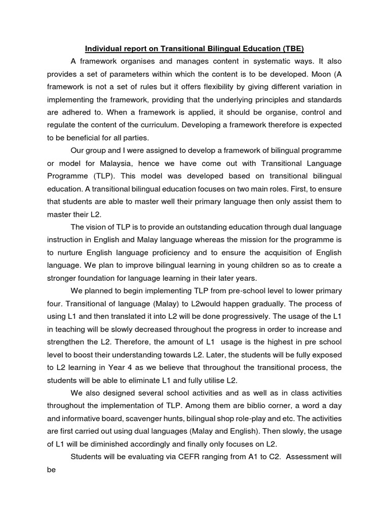 Ana Reflection On Transitional Language Programme | PDF | First Language | Multilingualism