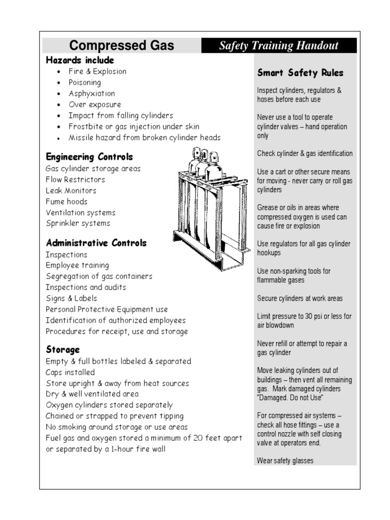 Compressed Gas Safety Training Handout | PDF | Gases | Gas Technologies