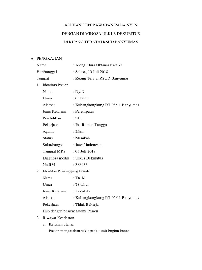 Asuhan Keperawatan Ulkus Dekubitus Grade 2 | PDF