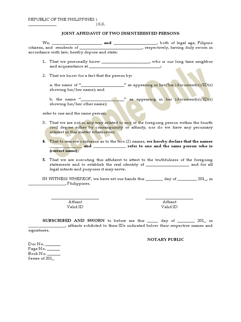 Joint Affidavit Sample | PDF