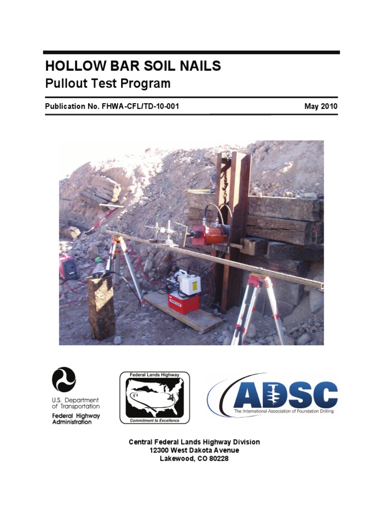 Hollow Bar Soil Nails Pullout Test Program PDF | PDF | Litre | Ounce