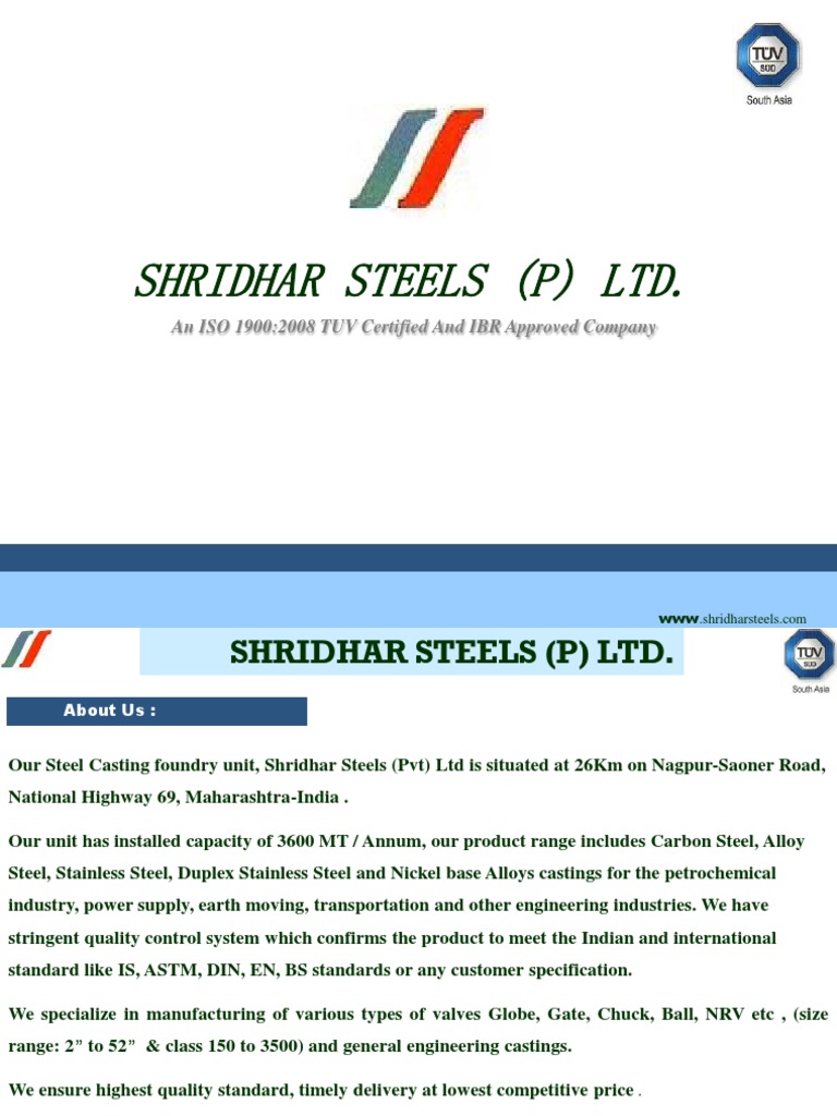 SSPL Company Profile | PDF | Heat Treating | Steel