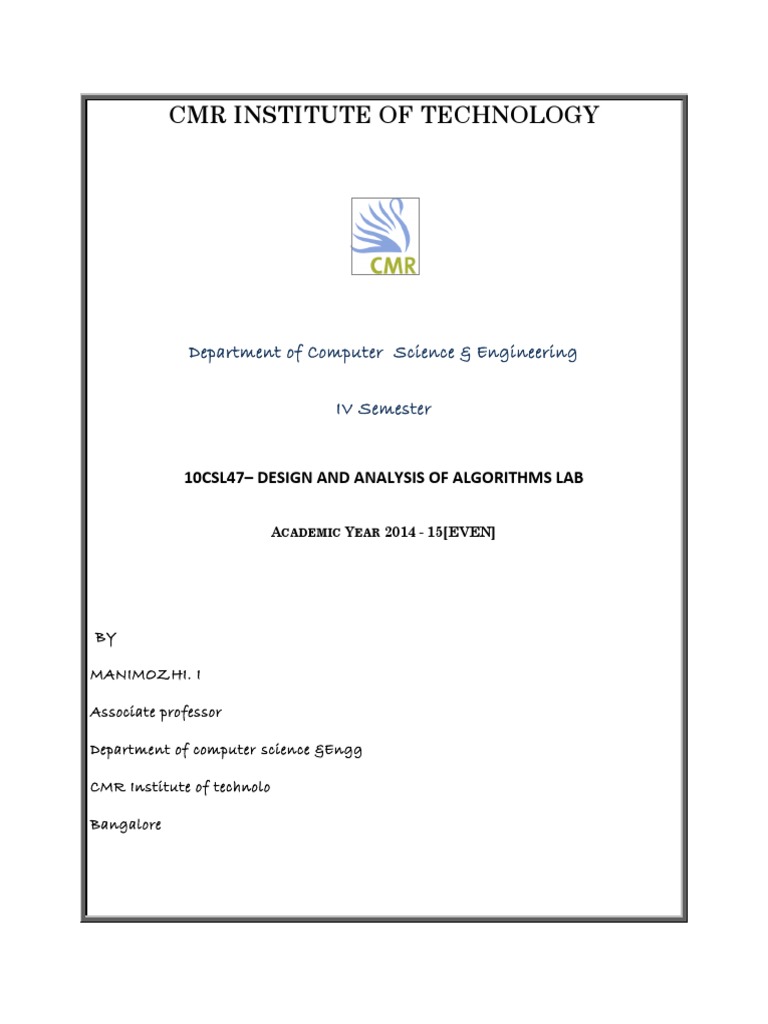 CMR Institute of Technology: Department of Computer Science ...