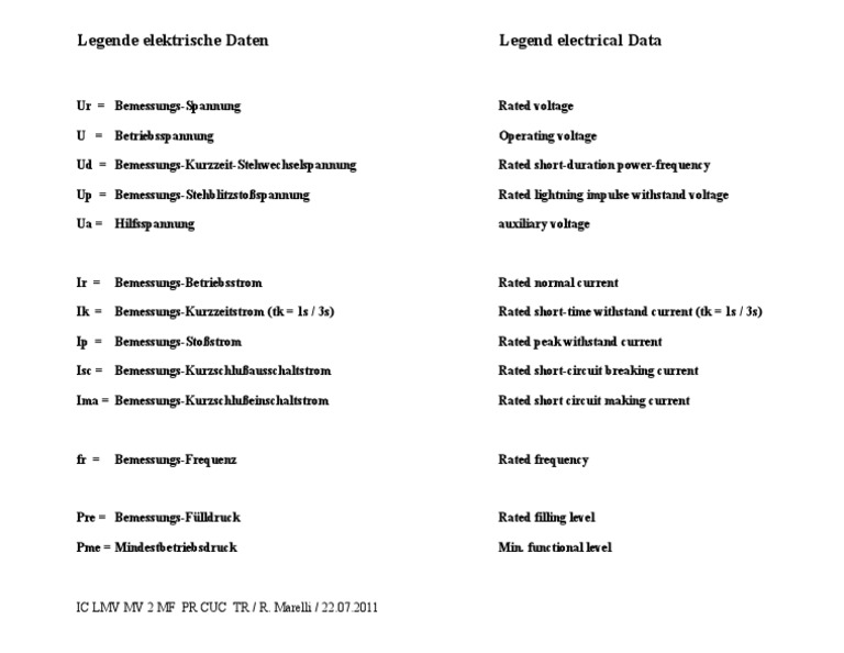 Electrical Data Legend | PDF