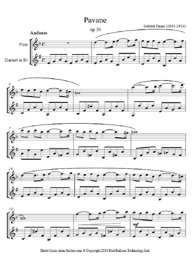 Pavane Flauta y Clarinete | PDF