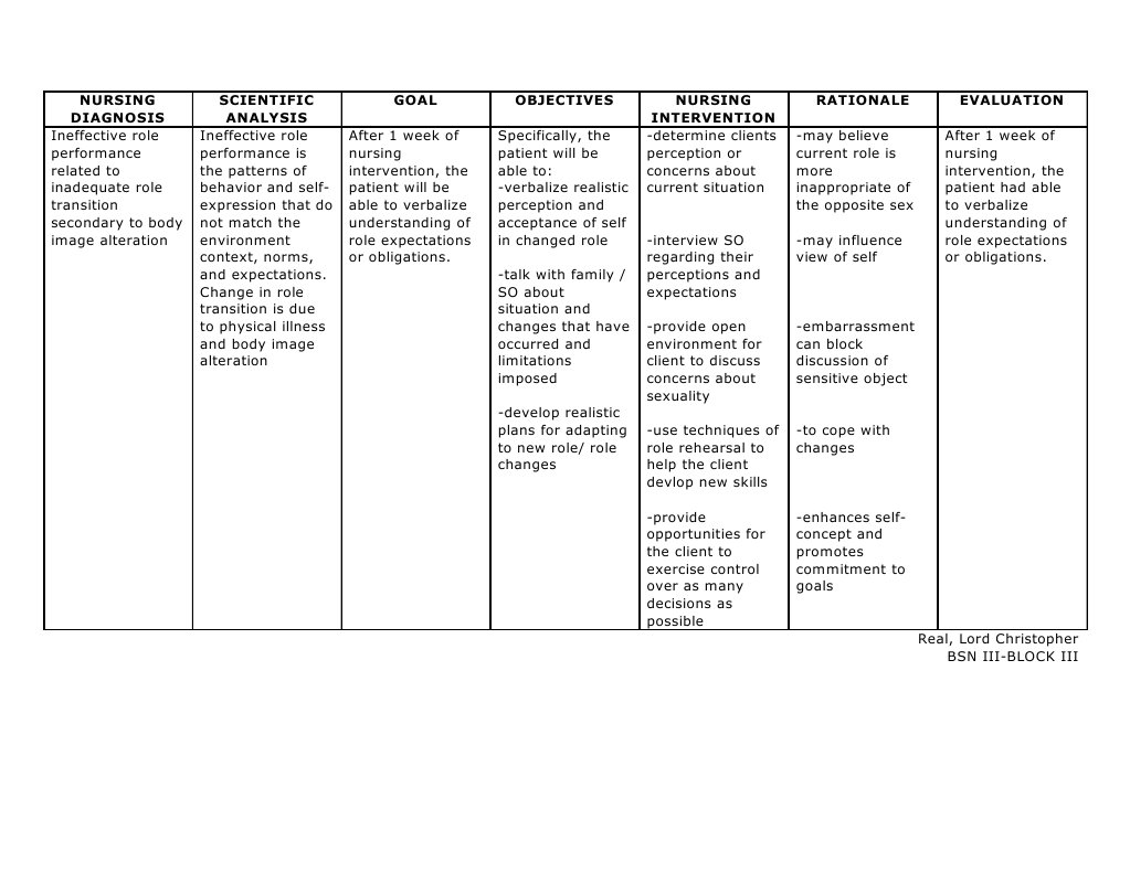 Ineffective Role Perf Romance Final | Nursing | Perception
