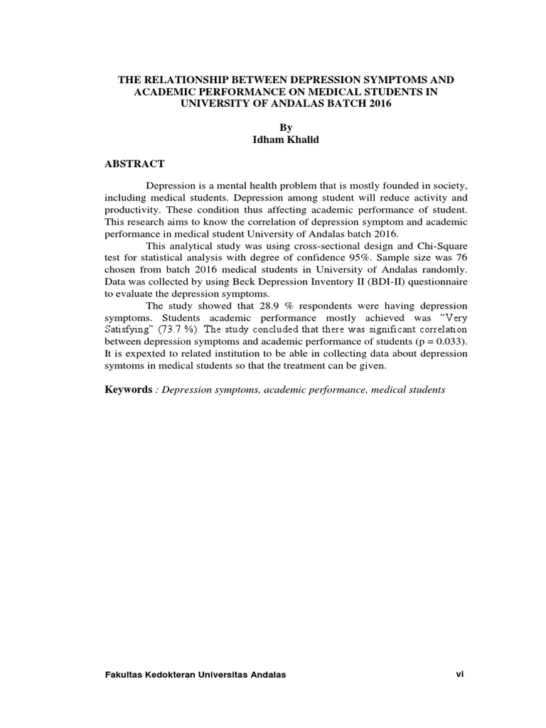 The Relationship Between Depression Symptoms and Academic Performance ...