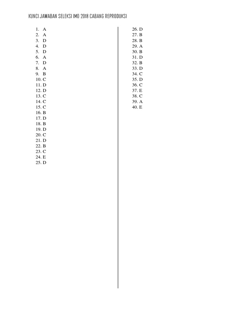 Kunci Jawaban IMO 2018 | PDF