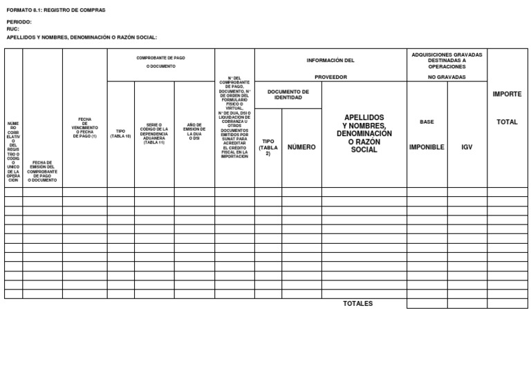 Registro de Compras Imprimir | PDF
