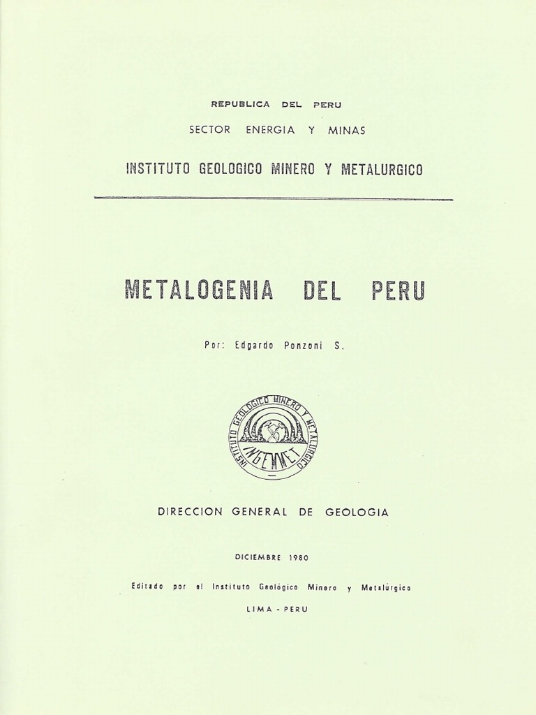 B 004 Boletin Metalogenia Del Peru | PDF | Andes | Petrología