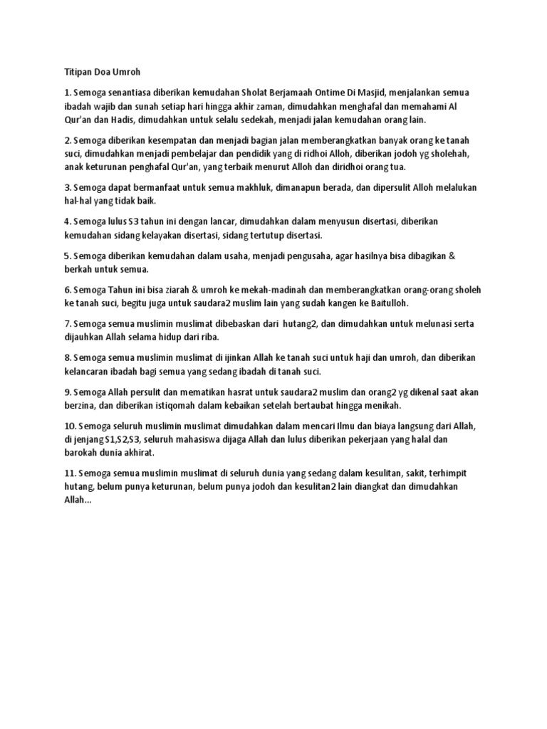 Titipan Doa Umroh | PDF