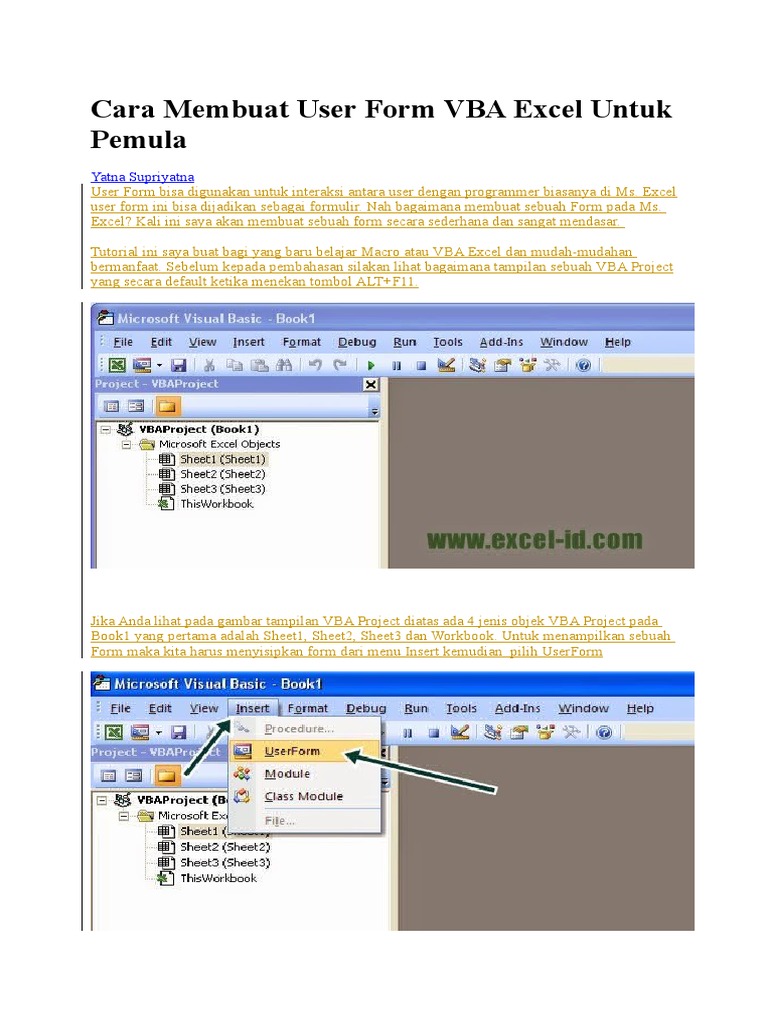 Cara Membuat User Form VBA Excel Untuk Pemula | PDF