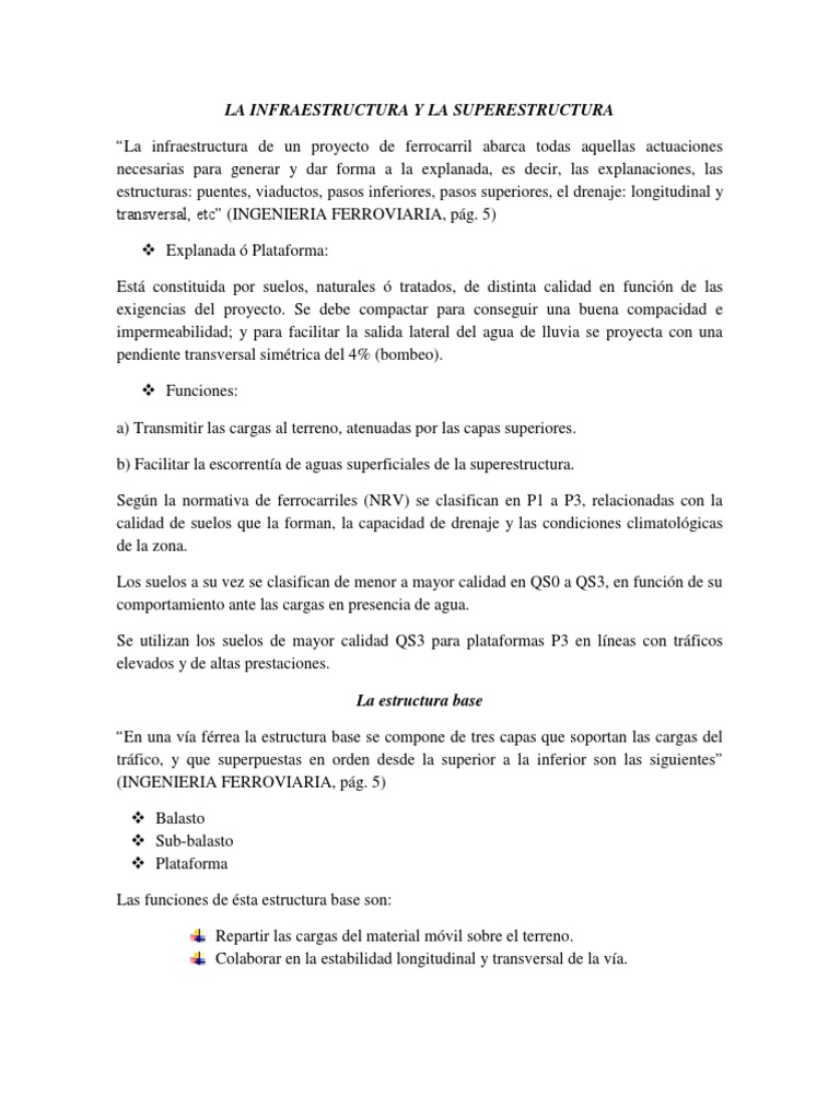 La Infraestructura y La Superestructura | PDF | Transporte ferroviario | Ferrocarril