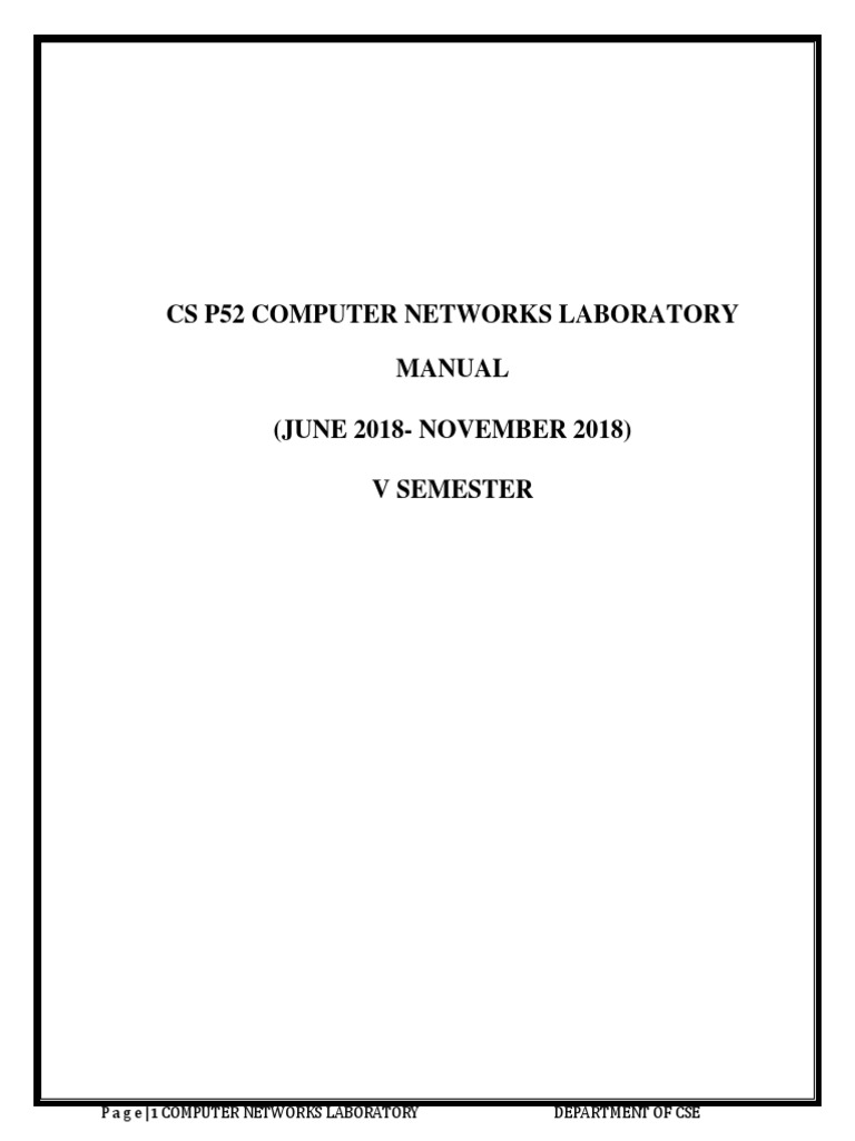 Cs P52 Computer Networks Laboratory Manual (JUNE 2018-NOVEMBER 2018) V Semester | PDF | Port ...
