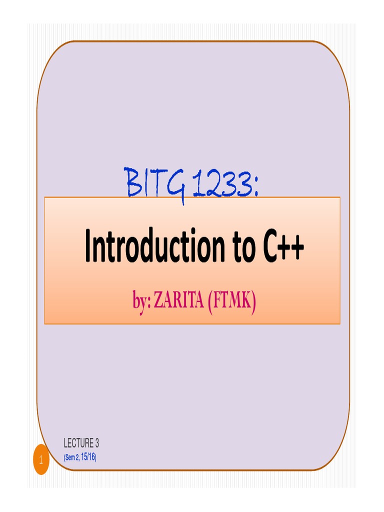 10032016-Correction-Bitg1233-Lecture 3 - Introduction To C++ | Download ...