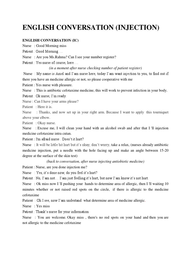 English Conversation (Injection) | PDF