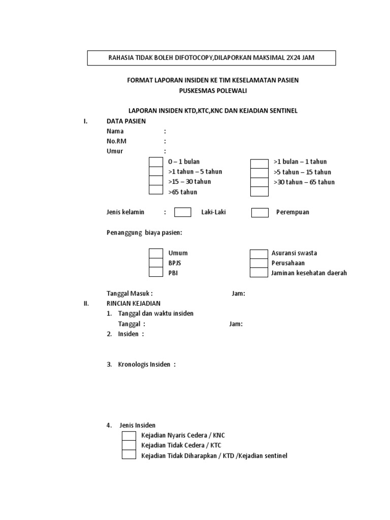 Format Laporan KTD, KTC, KNC | PDF