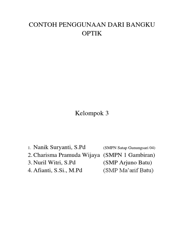 Contoh Penggunaan Dari Bangku Optik | PDF