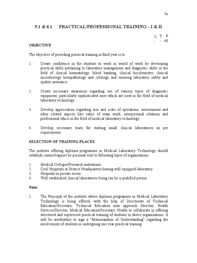 5.1 & 6.1 Practical/Professional Training - I & Ii: Objective | PDF ...
