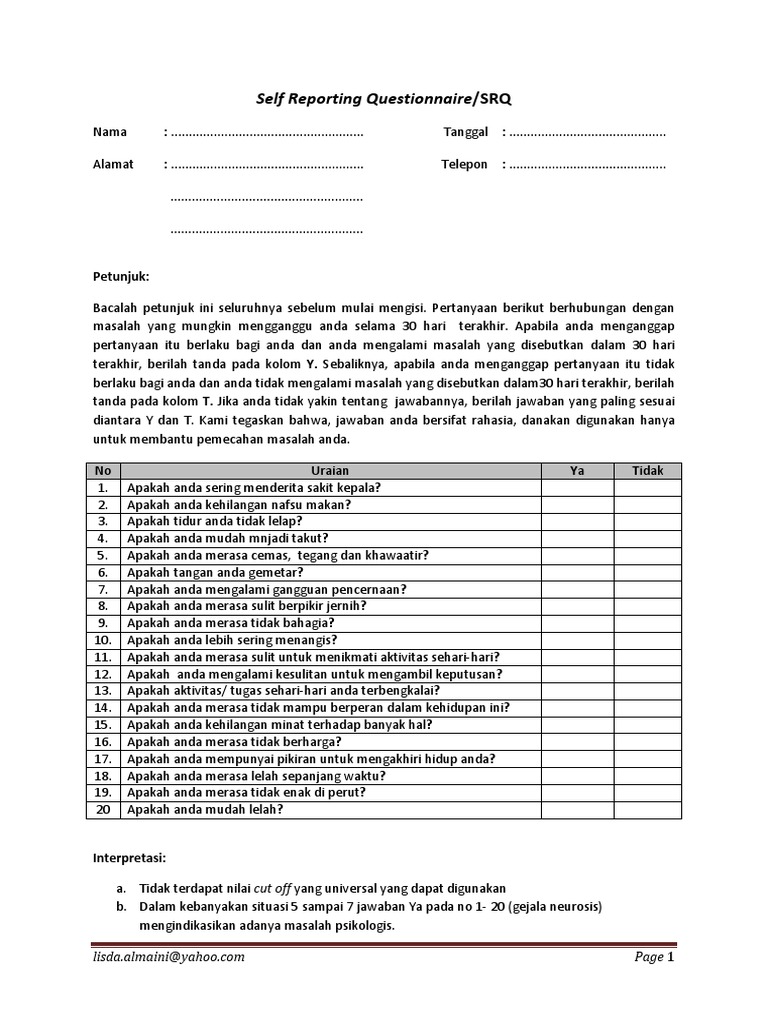 Lisda - Form SRQ | PDF