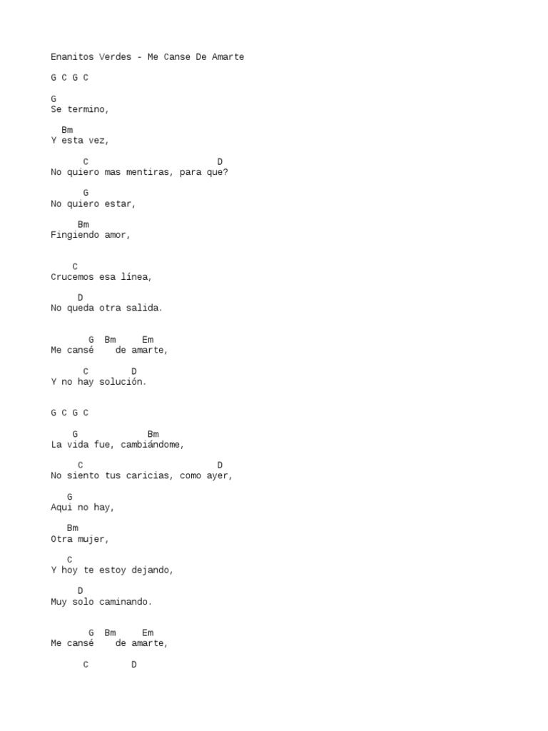 Me Cansé de Amarte - Enanitos Verdes | PDF