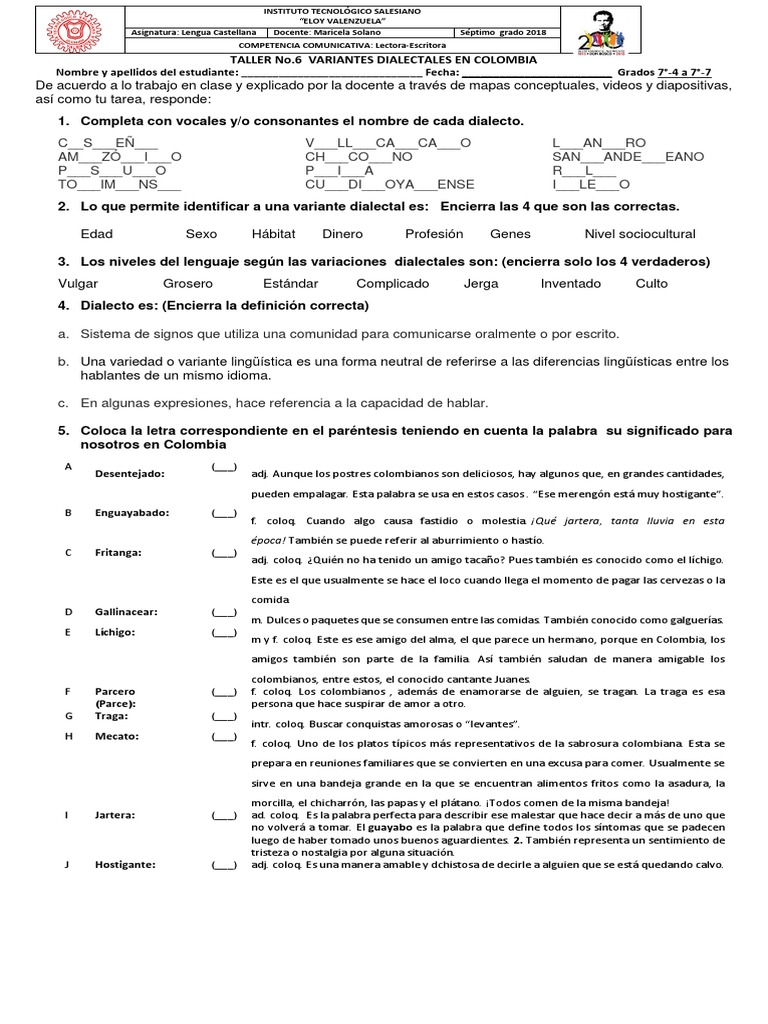 Ejemplos de Dialectos Colombianos | PDF | Dialecto | Los símbolos