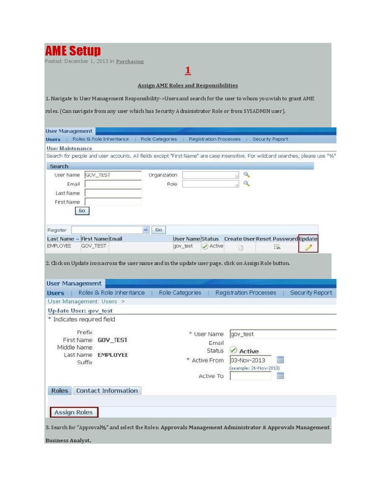 AME Setup: Assign AME Roles and Responsibilities | PDF | Information ...