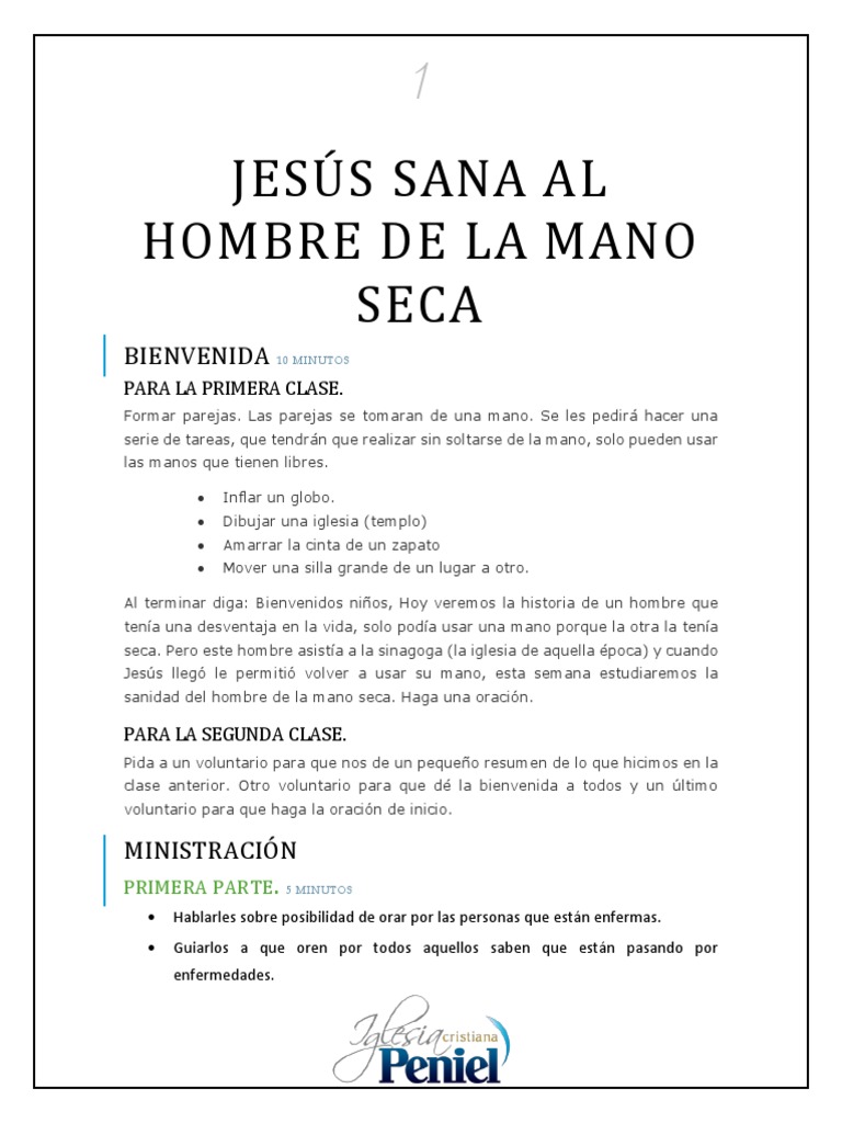 Lección 4 - Jesús Sana Al Hombre de La Mano Seca | Jesús | Oración