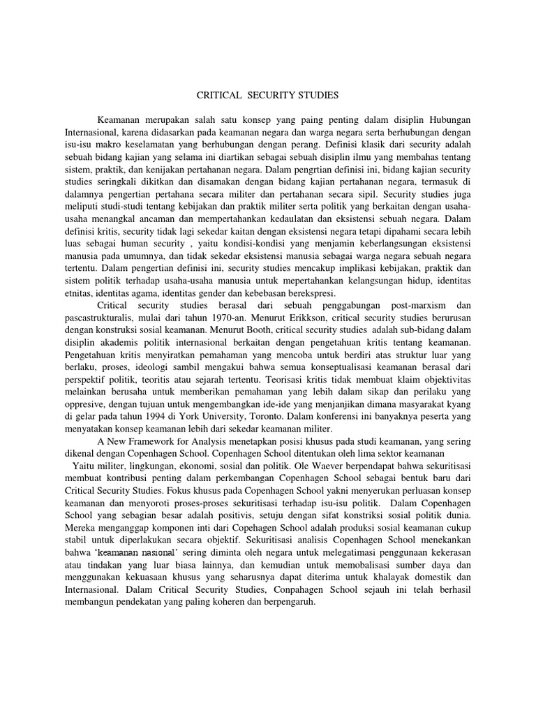 Critical Security Studies | PDF